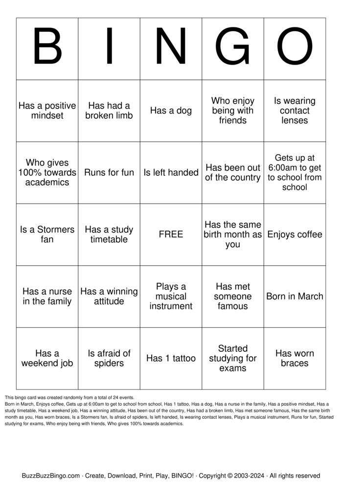 Classmate Bingo Bingo Cards to Download, Print and Customize!