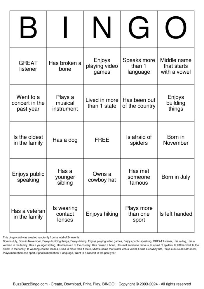 Classmate Bingo Bingo Cards to Download, Print and Customize!