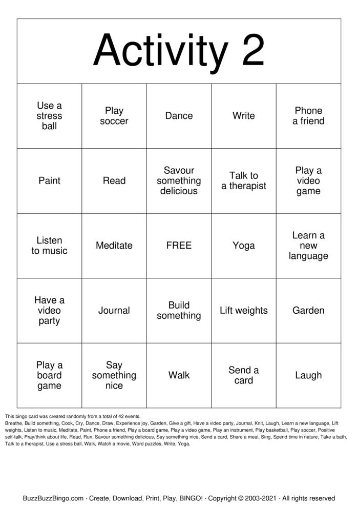 Coping Skills Bingo Cards to Download, Print and Customize!