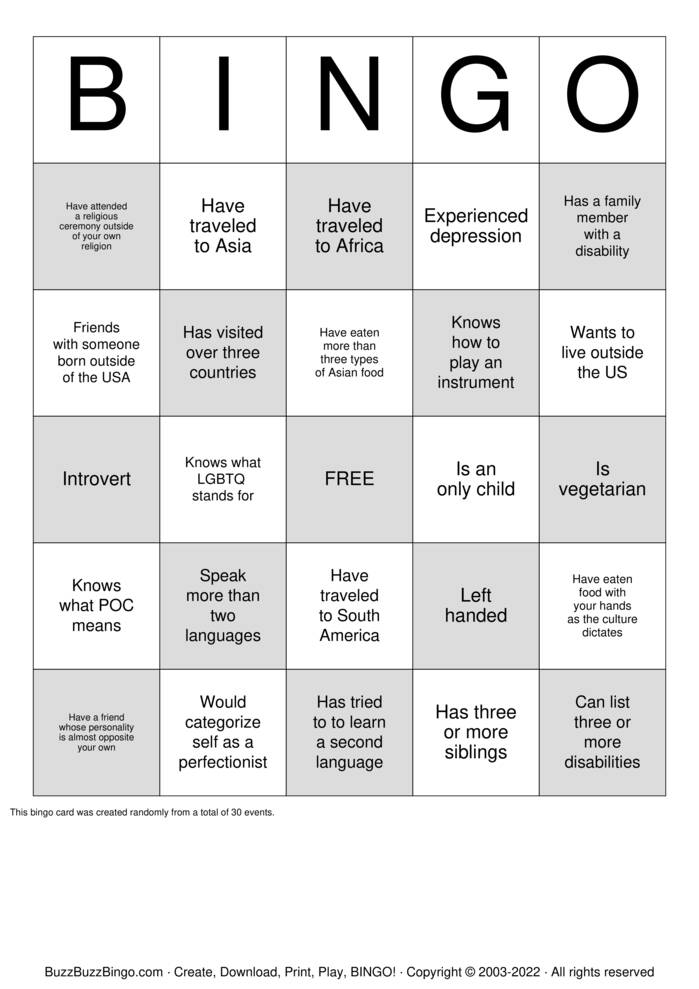 Diversity Bingo Cards to Download, Print and Customize!