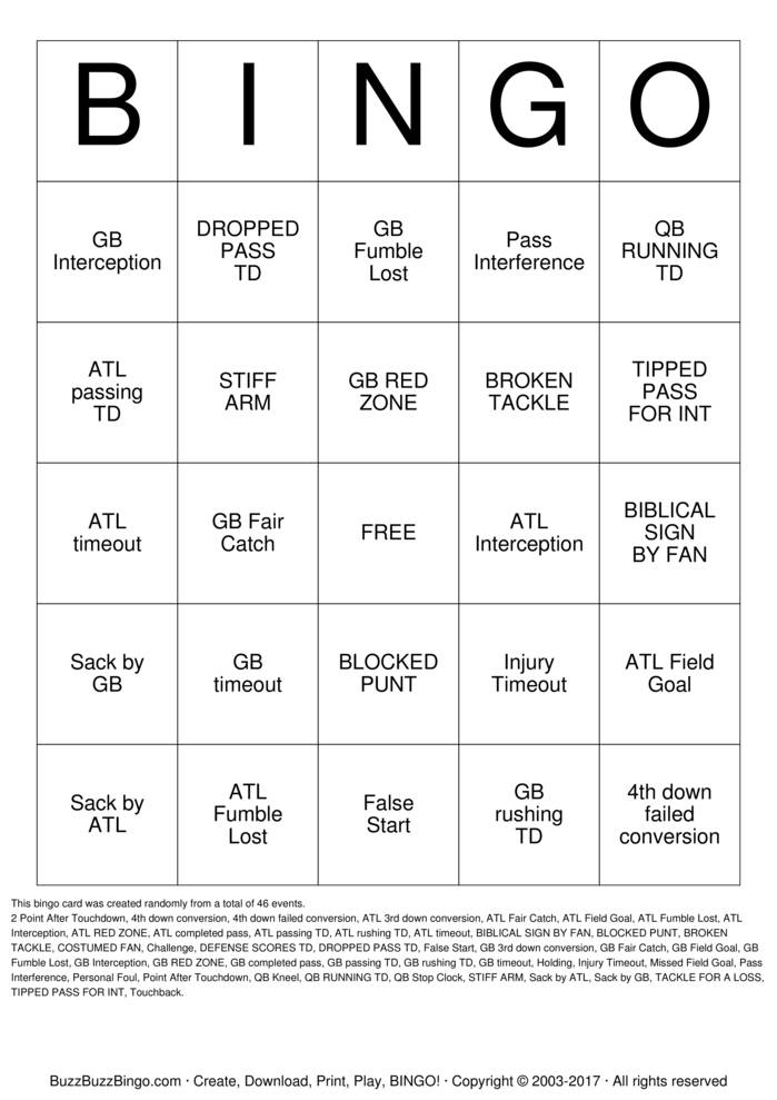 Football Bingo Cards to Download, Print and Customize!