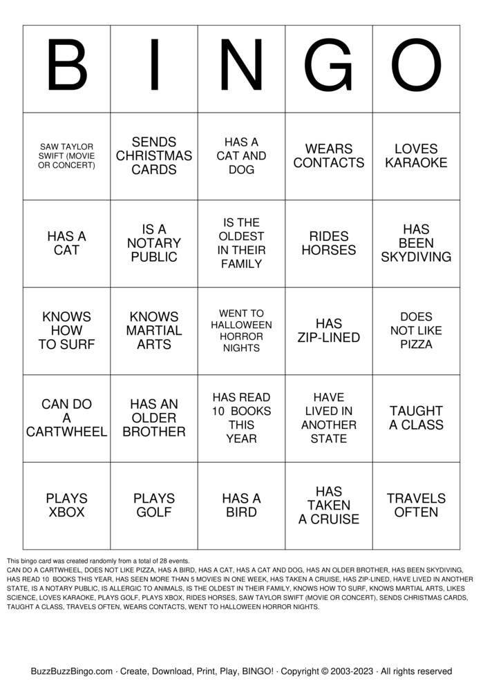 GTDI BINGO Bingo Cards to Download, Print and Customize!