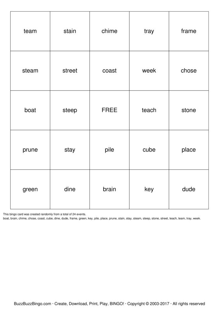 Long Vowel Bingo Bingo Cards to Download, Print and Customize!