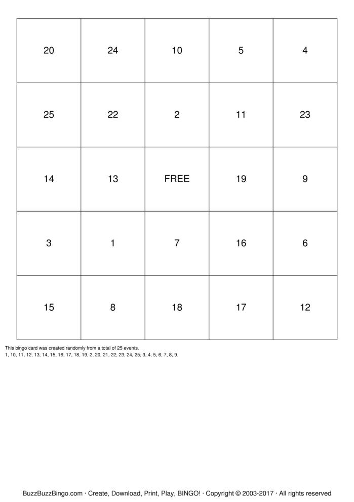 Numbers 1-39 Bingo Cards to Download, Print and Customize!