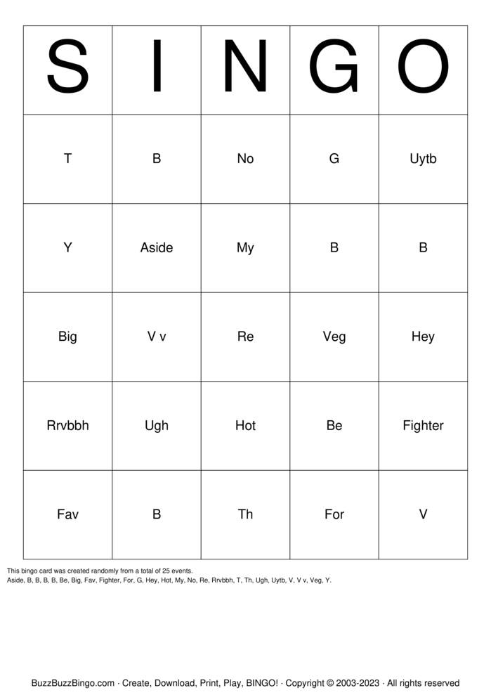 SINGO - CLASSIC Bingo Cards to Download, Print and Customize!