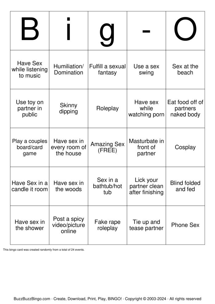 Sex Bingo Bingo Cards To Download Print And Customize