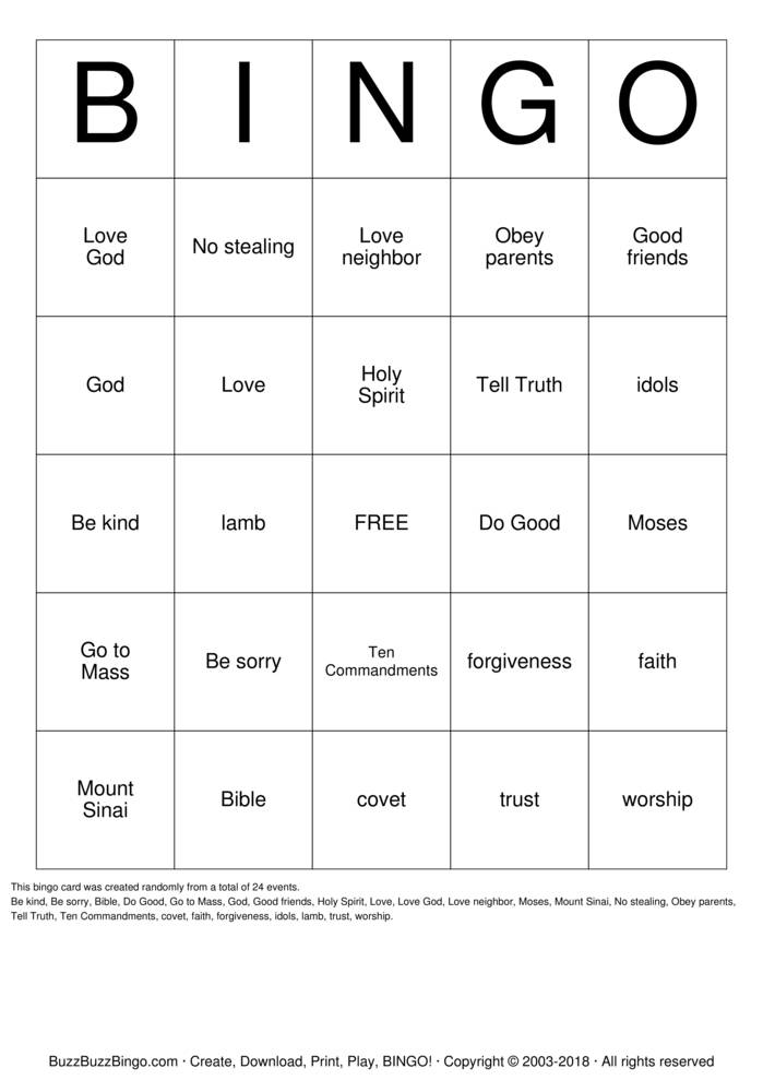 The 10 Commandments Bingo Cards to Download, Print and Customize!