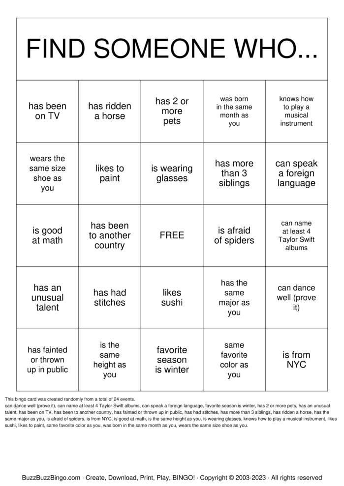 Getting to Know you! Bingo Cards to Download, Print and Customize!