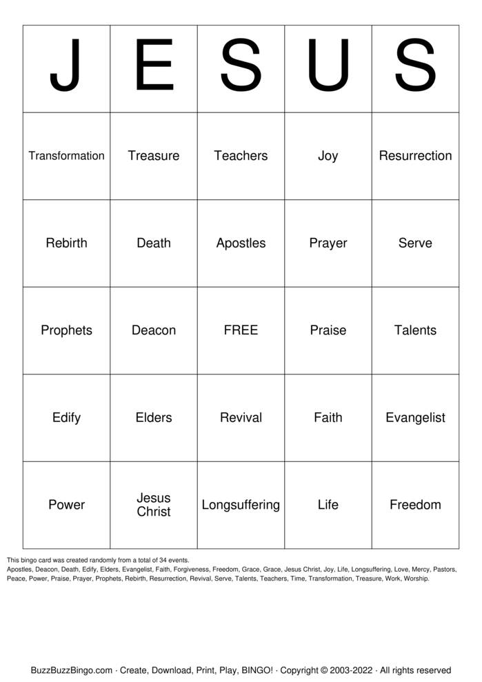 Jesus Bingo Cards to Download, Print and Customize!