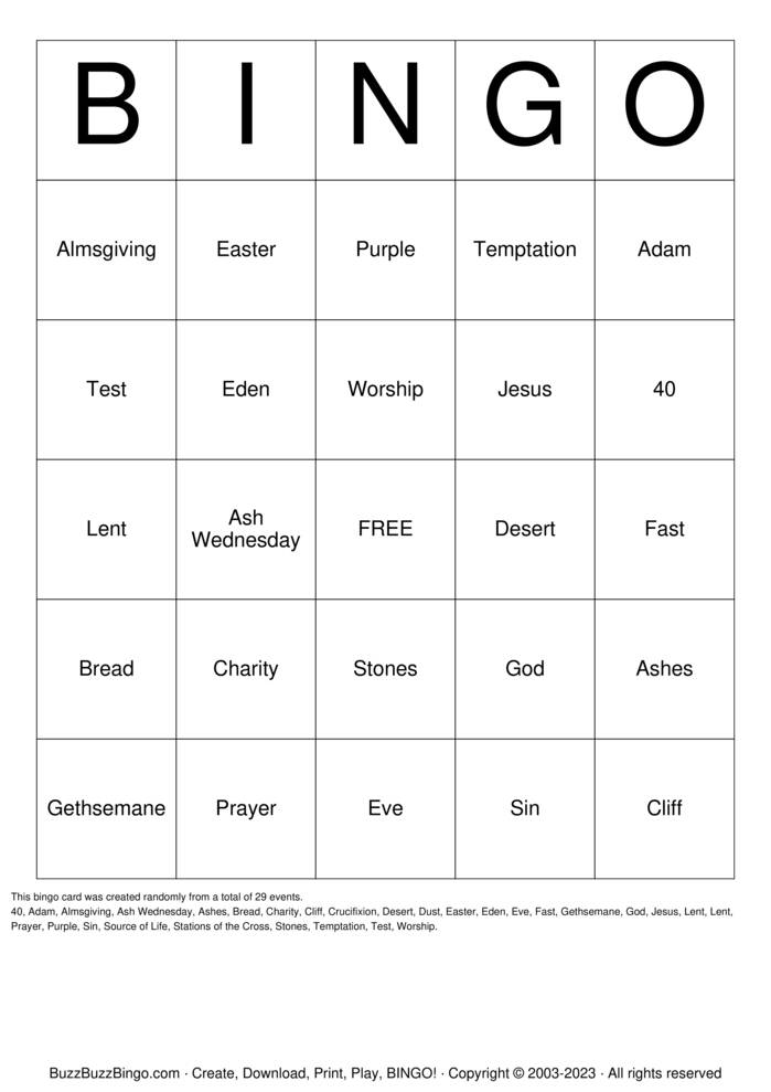 Lent Bingo Cards to Download, Print and Customize!