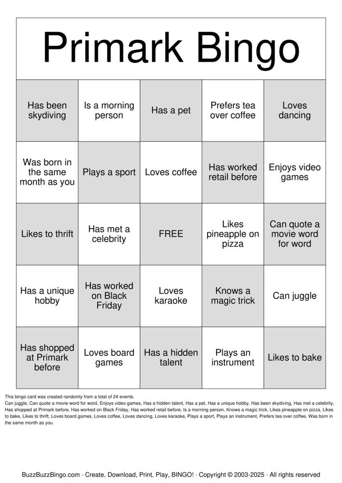 Retail Bingo Cards to Download, Print and Customize!