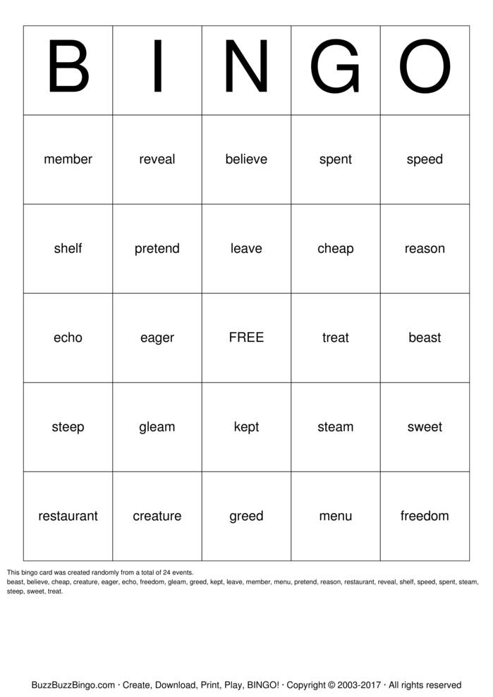 Spelling Bingo Bingo Cards to Download, Print and Customize!