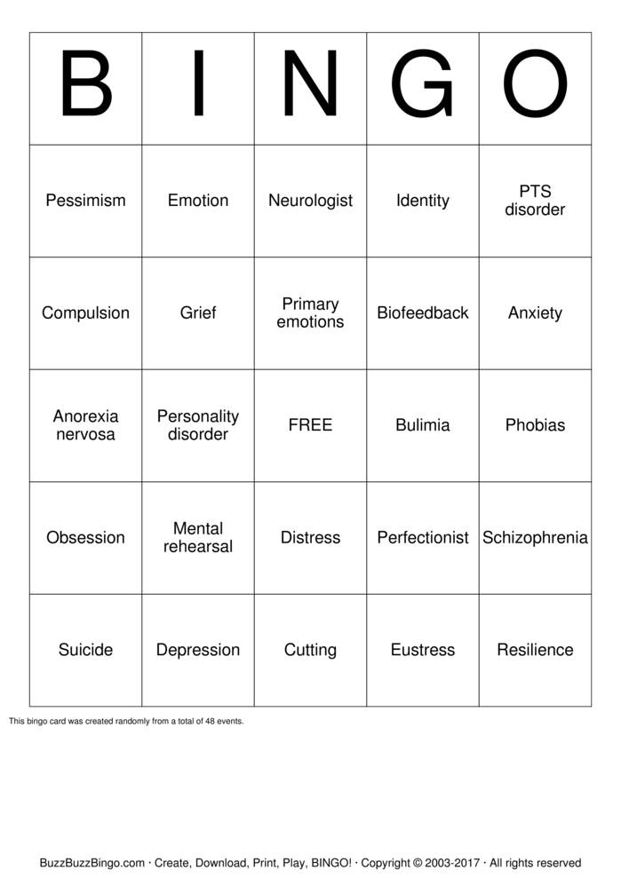 anxiety Bingo Cards to Download, Print and Customize!