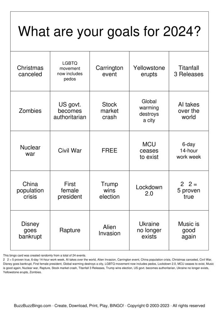 2024! Bingo Cards to Download, Print and Customize!