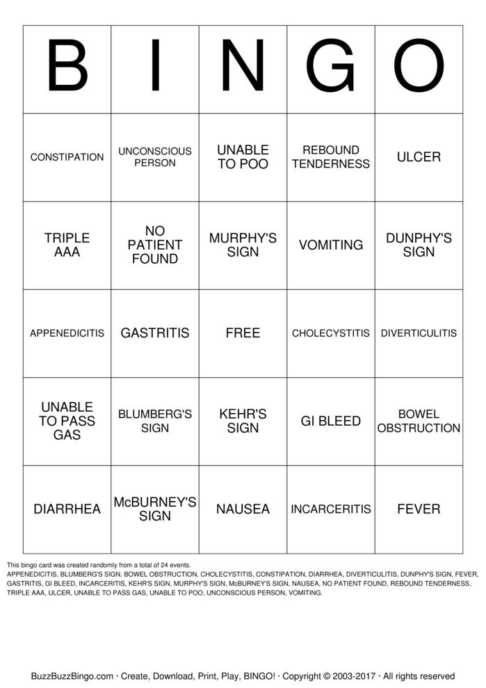 EMS Bingo Cards to Download, Print and Customize!