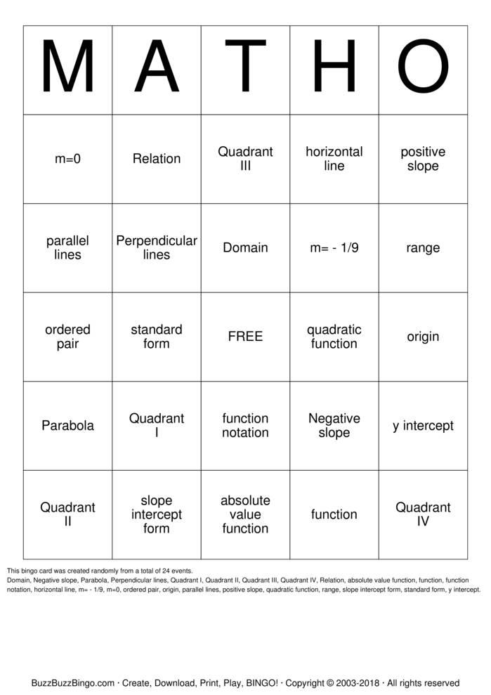 7th Grade Math Bingo Cards To Download Print And Customize