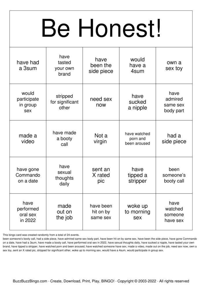 NSFW Bingo Bingo Cards to Download, Print and Customize!