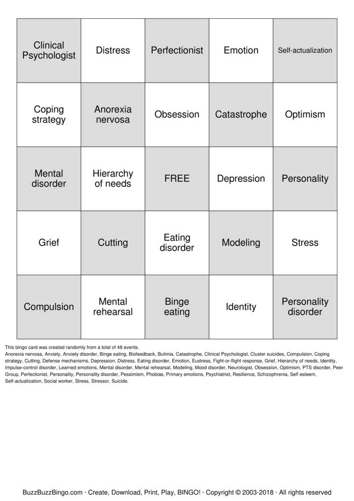 Resilience Bingo Cards to Download, Print and Customize!