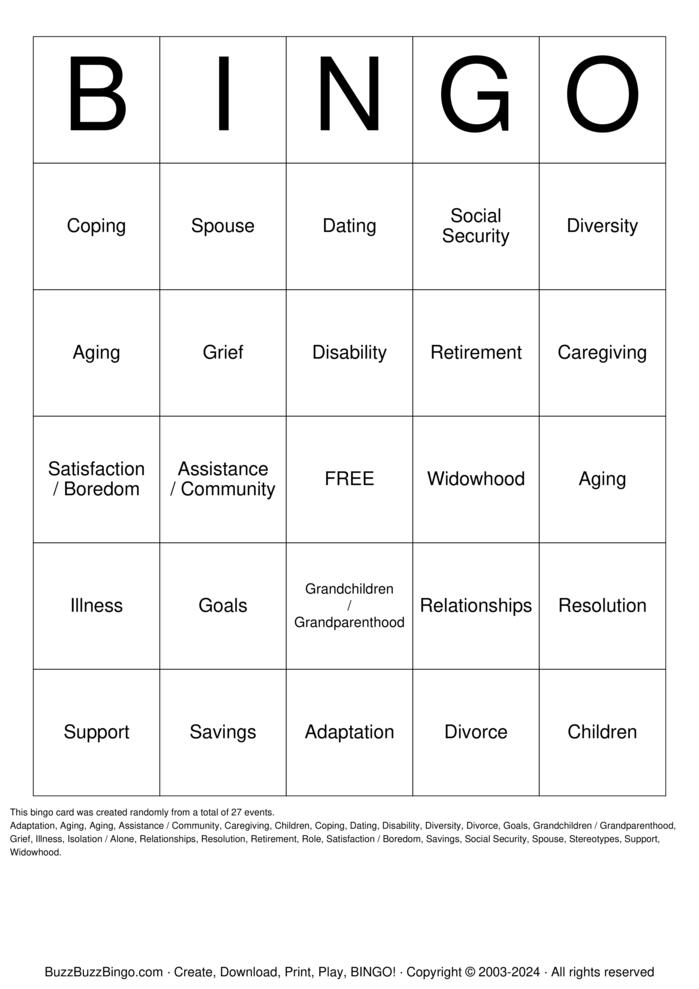 Senior Citizens Bingo Cards To Download Print And Customize Senior Citizens Bingo Cards To Download Print And Customize