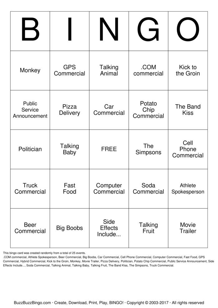 Super Bowl Bingo Cards to Download, Print and Customize!