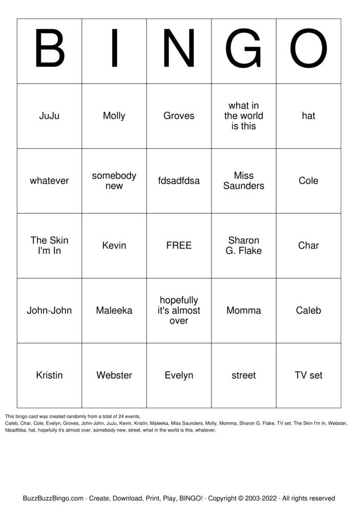 the nature of fragile things Bingo Cards to Download, Print and Customize!