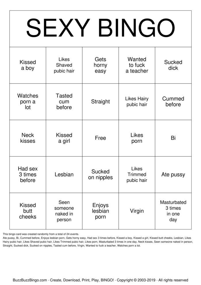 DIRTY BINGO Bingo Cards to Download, Print and Customize!