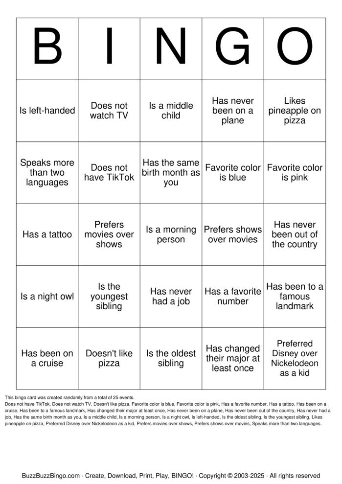 HUMAN BINGO Bingo Cards to Download, Print and Customize!