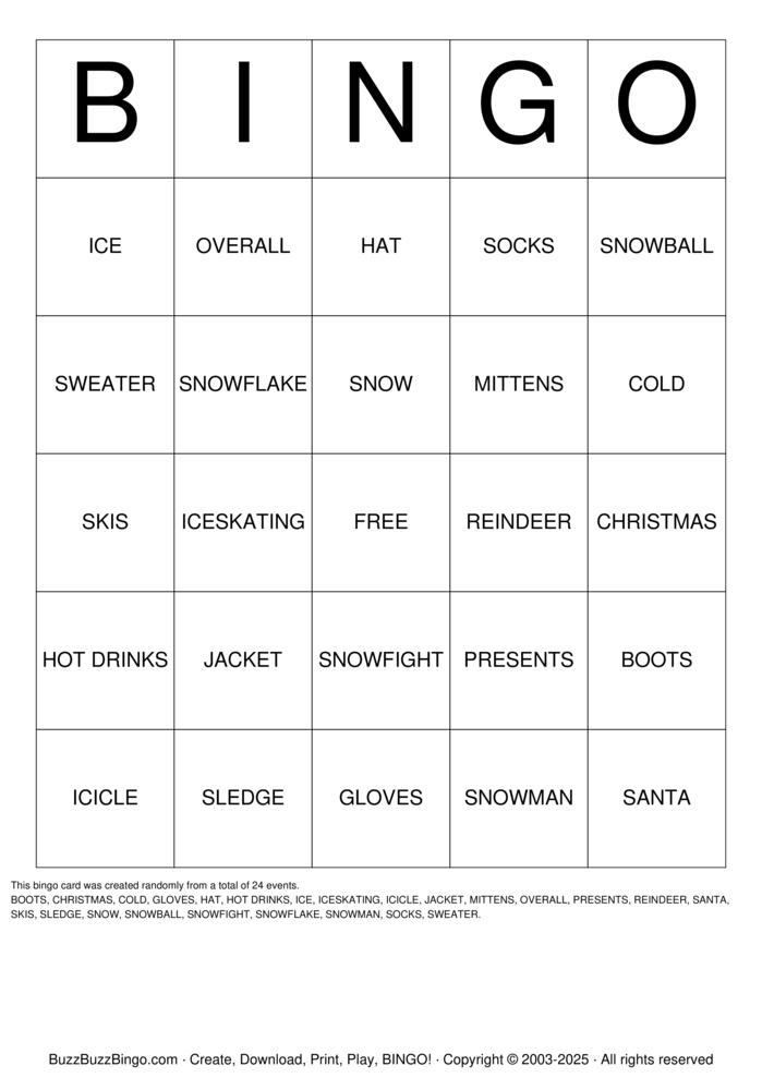Winter Bingo Cards to Download, Print and Customize!