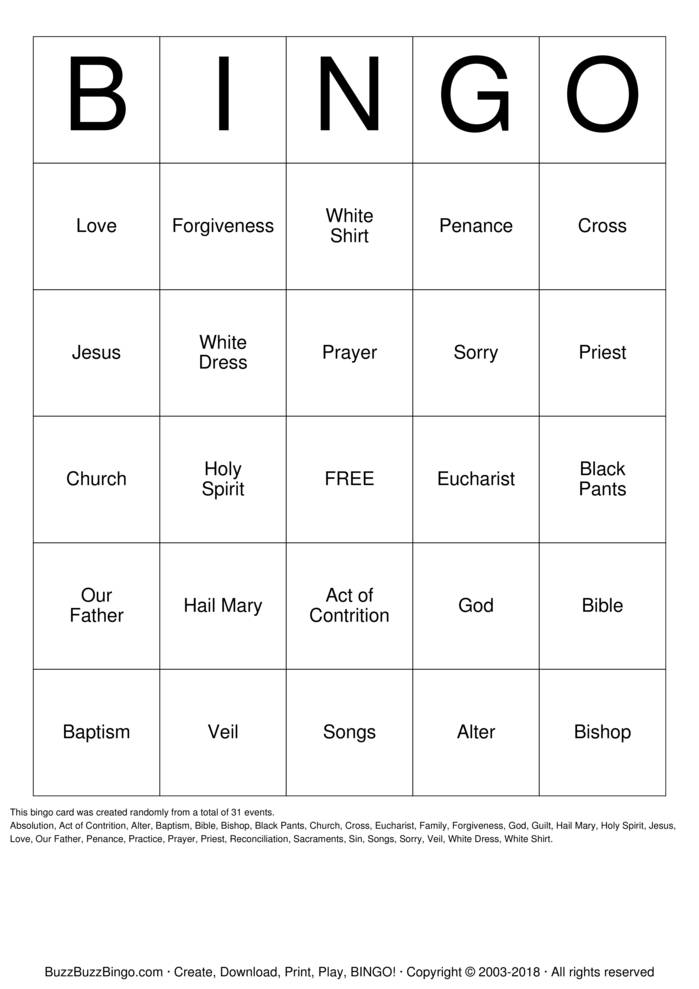 eucharist Bingo Cards to Download, Print and Customize!