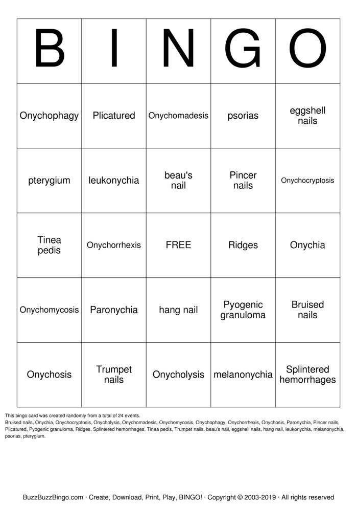 Cosmetology/nails Bingo Cards to Download, Print and Customize!