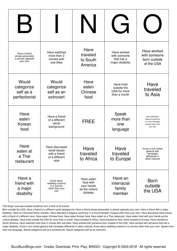 Diversity Bingo Bingo Cards To Download Print And Customize Diversity Bingo Bingo Cards To Download Print And Customize