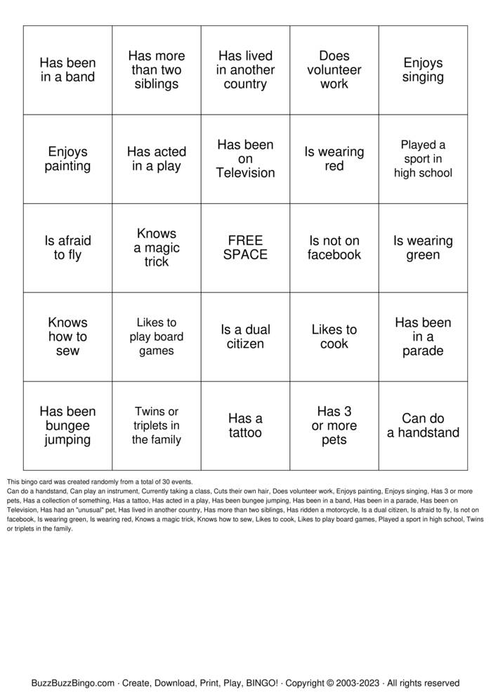 ICEBREAKER BINGO Bingo Cards to Download, Print and Customize!