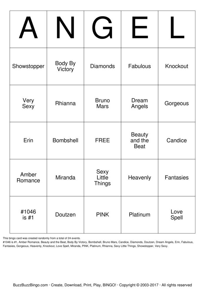 ANGEL Bingo Cards to Download, Print and Customize!
