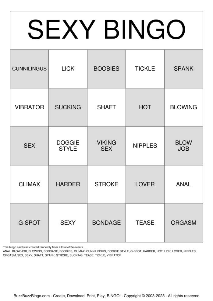 DIRTY BINGO Bingo Cards to Download, Print and Customize!