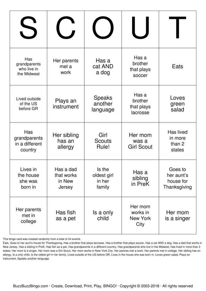 Girl Scout Bingo Cards to Download, Print and Customize!