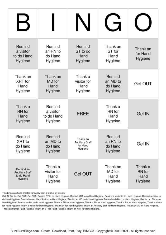 Hand Hygiene Bingo Cards to Download, Print and Customize!