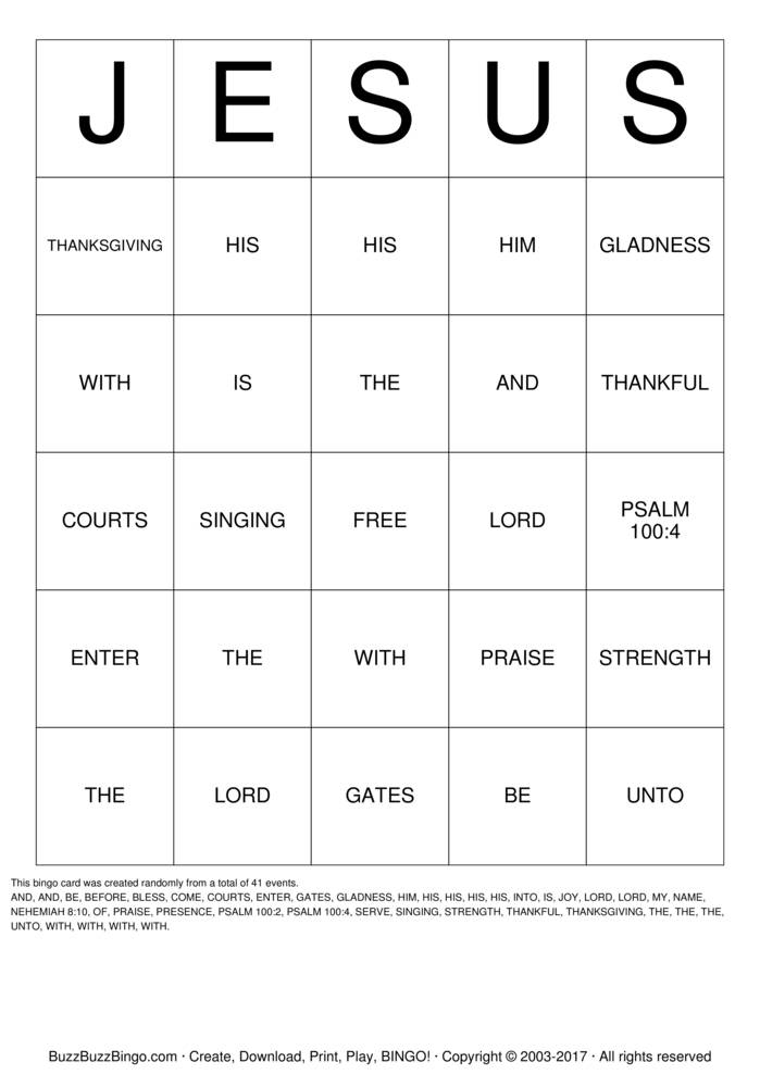 JESUS Bingo Cards to Download, Print and Customize!