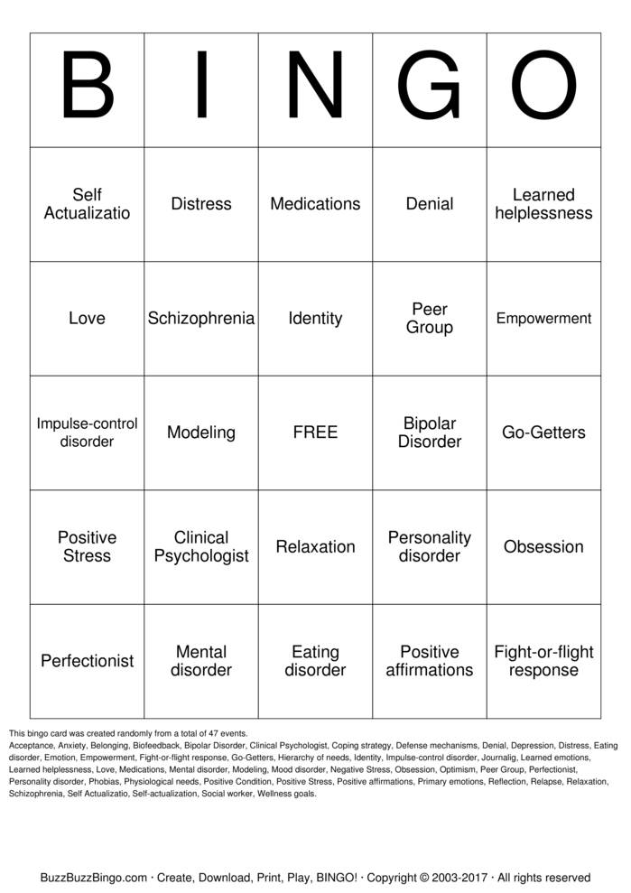 Mental Health Bingo Cards to Download, Print and Customize!