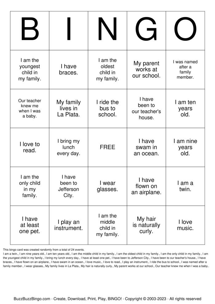Classmate Bingo Bingo Cards to Download, Print and Customize!