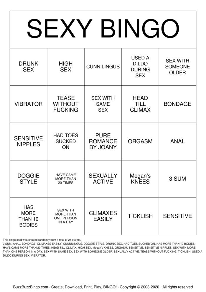 DIRTY BINGO Bingo Cards to Download, Print and Customize!