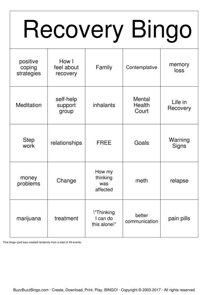 Recovery Bingo Cards To Download Print And Customize recovery-bingo-cards-to-download-print-and-customize