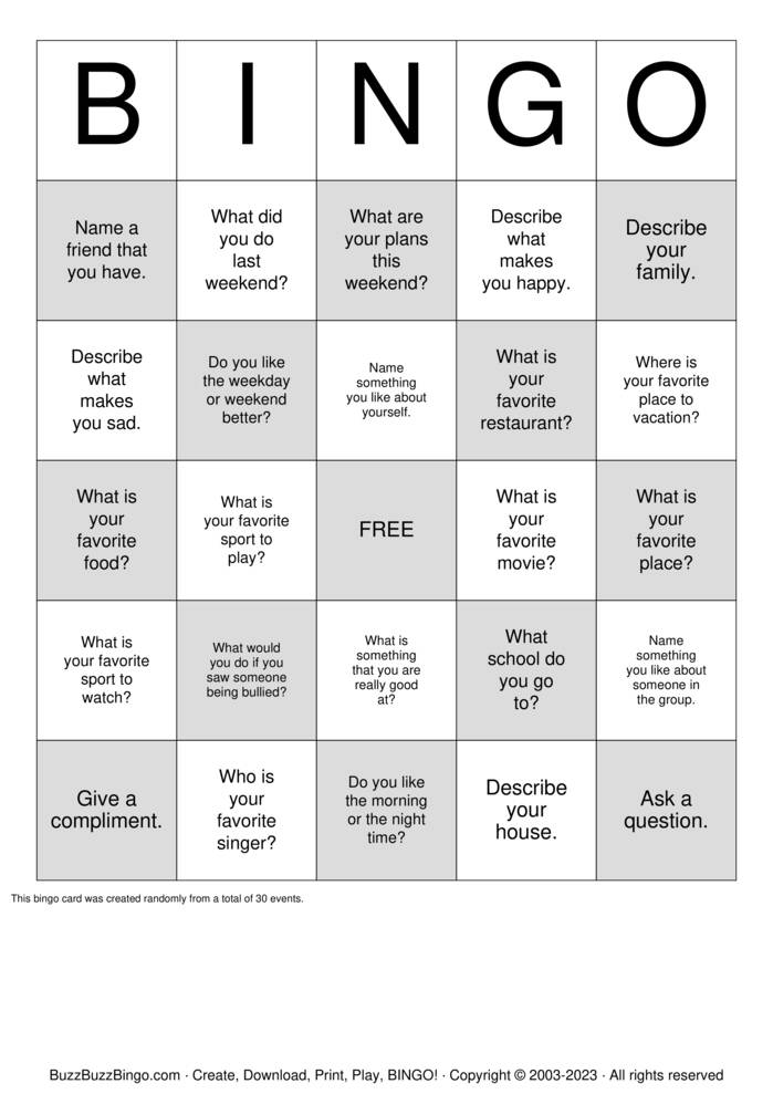 Social Skills Bingo Cards to Download, Print and Customize!