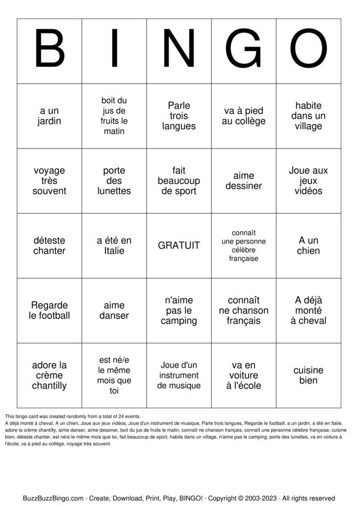 TROUVEZ QUELQU'UN QUI... Bingo Cards to Download, Print and Customize!