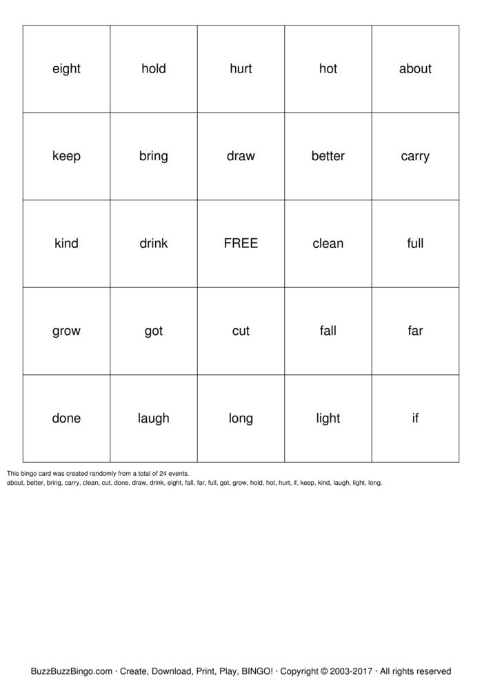 3rd Grade Sight Words Bingo Cards to Download, Print and Customize!