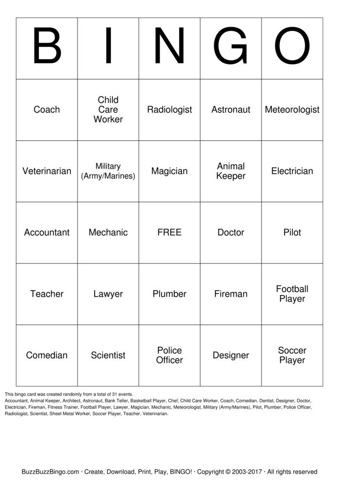 Career Bingo Cards to Download, Print and Customize!