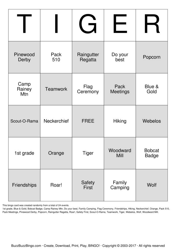 Cub Scouts Bingo Cards to Download, Print and Customize!