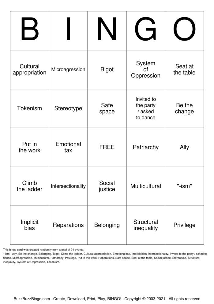DEI Buzzword Bingo Bingo Cards to Download, Print and Customize!