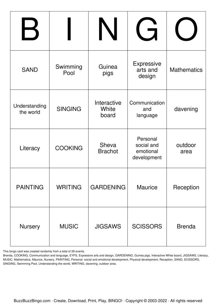 EARLY YEARS Bingo Cards to Download, Print and Customize!
