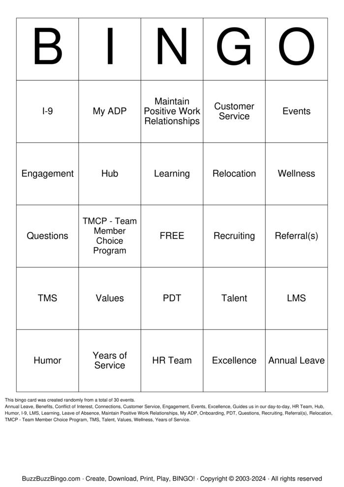 HR Buzzword Bingo Cards to Download, Print and Customize!