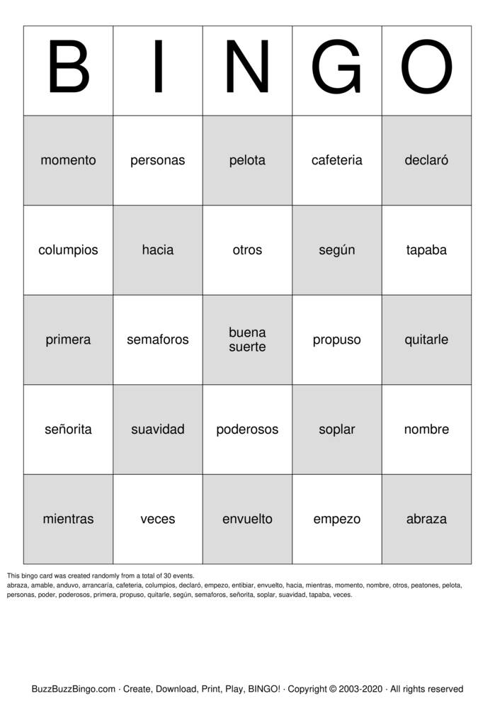 Palabras de uso frecuente Bingo Cards to Download, Print and Customize!